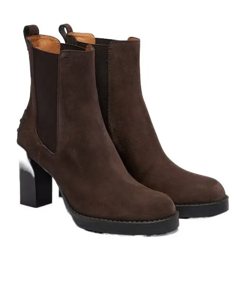 TOD'S Suede Chelsea Boots With 80mm Heel