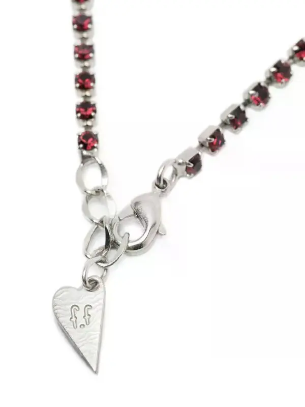 FORTE_FORTE Crystal Embellished Heart Pendant Necklace - Silver