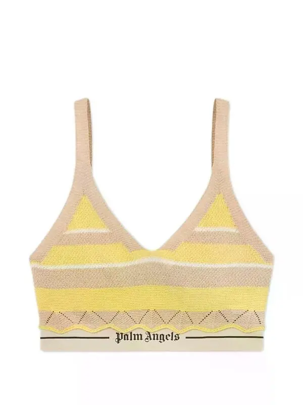 Palm Angels Logo Beach Striped Knit Top