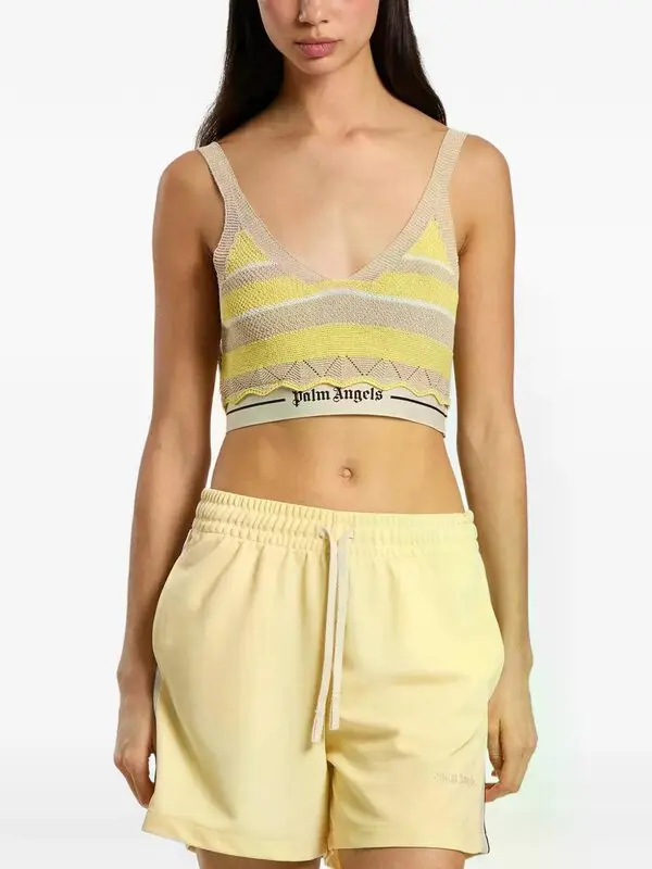 Palm Angels Logo Beach Striped Knit Top