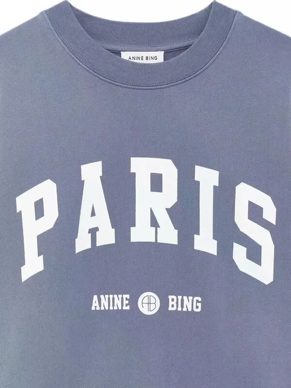 ANINE BING Miles Sweatshirt "paris University" Washed French Terry Pullover