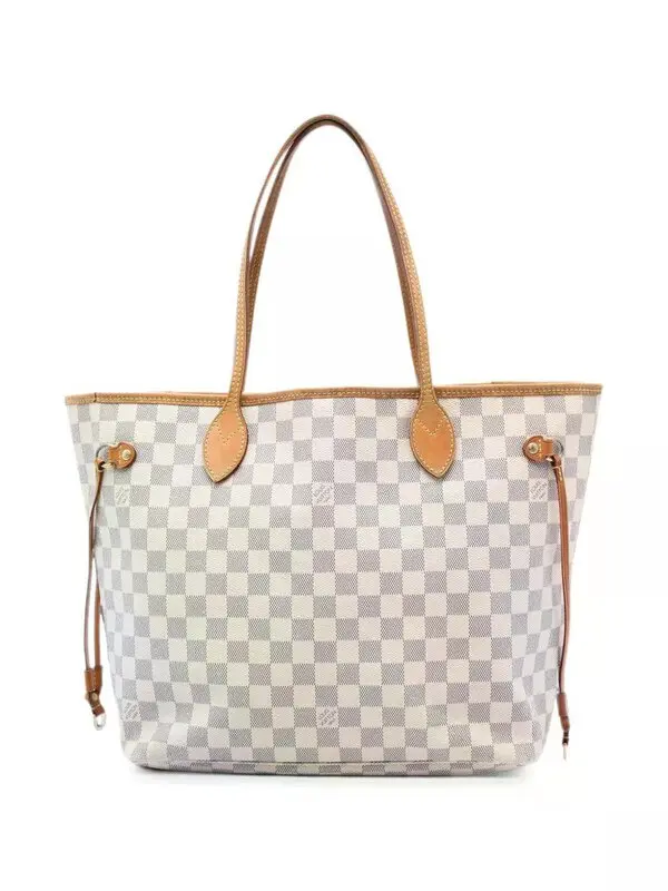 LOUIS VUITTON Damier Azur Neverfull Mm Tote Bag - White