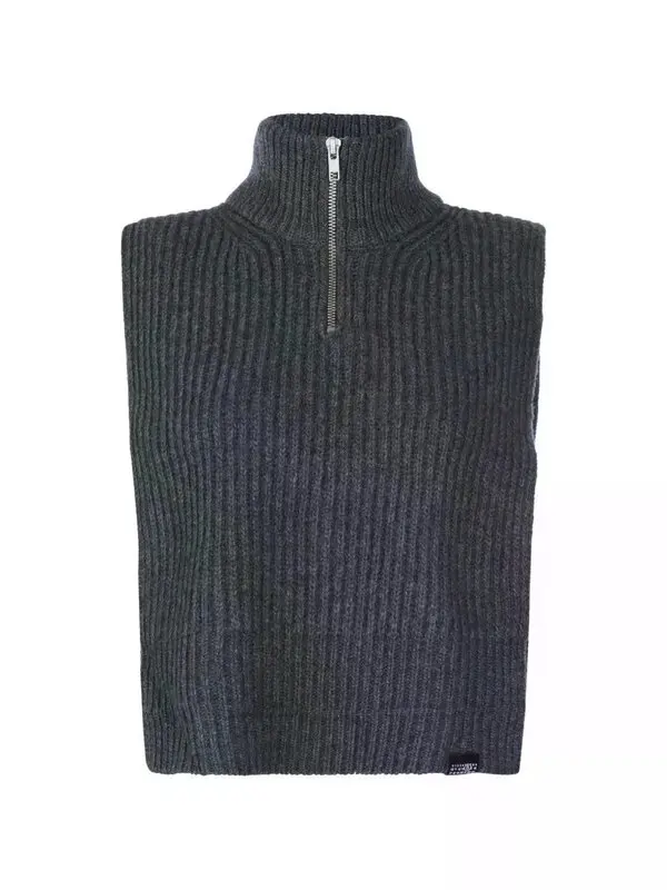 MAISON MARGIELA Ribbed Knit Half-zip Vest - Grey