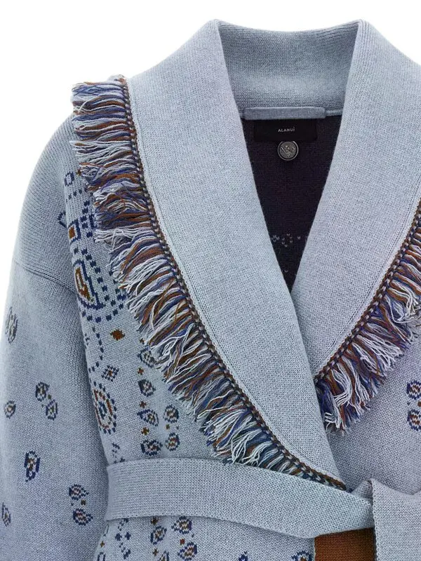 Alanui Bandana Jacquard Fringed Cardigan