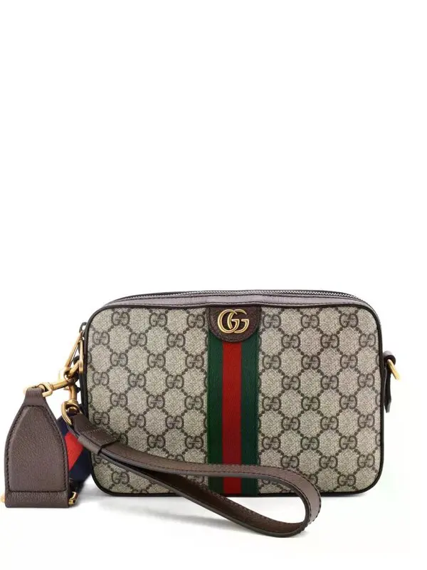 Gucci Ophidia Zip Wristlet Shoulder Bag Gg Coated Canvas - Brown