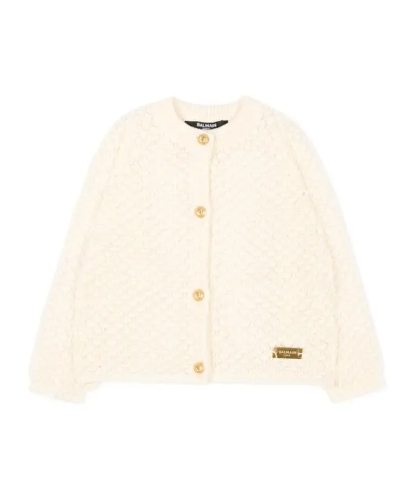 Balmain Pointelle-knit Button-up Cardigan