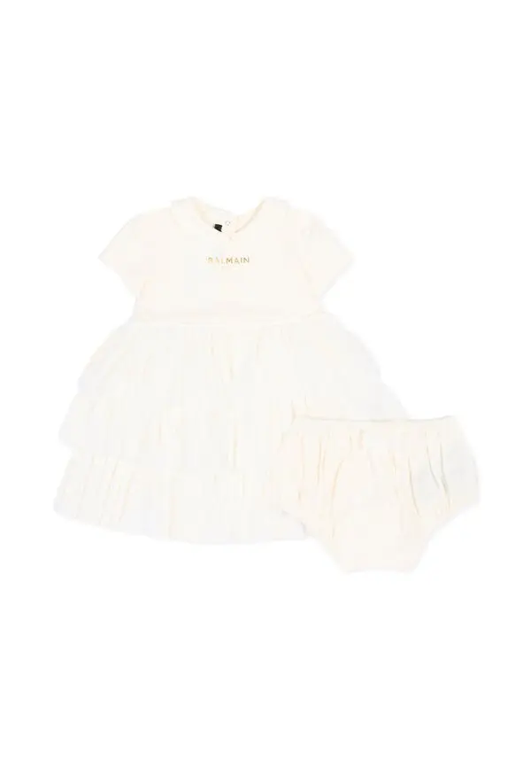 Balmain Logo-print Tiered Dress Set