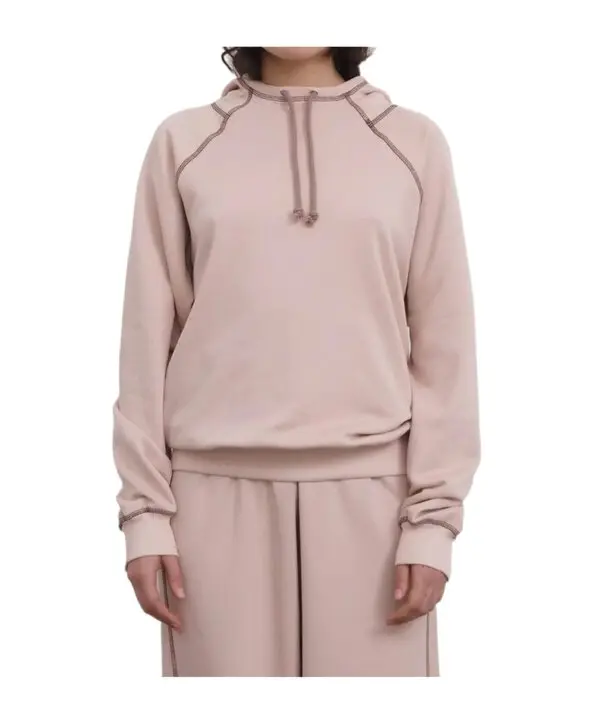 BASERANGE Fold Contrast-stitch Raglan-sleeve Hoodie