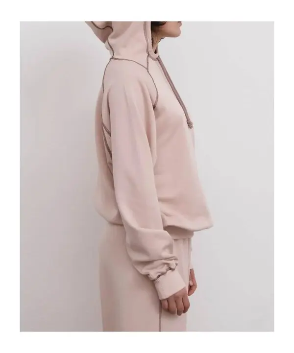BASERANGE Fold Contrast-stitch Raglan-sleeve Hoodie