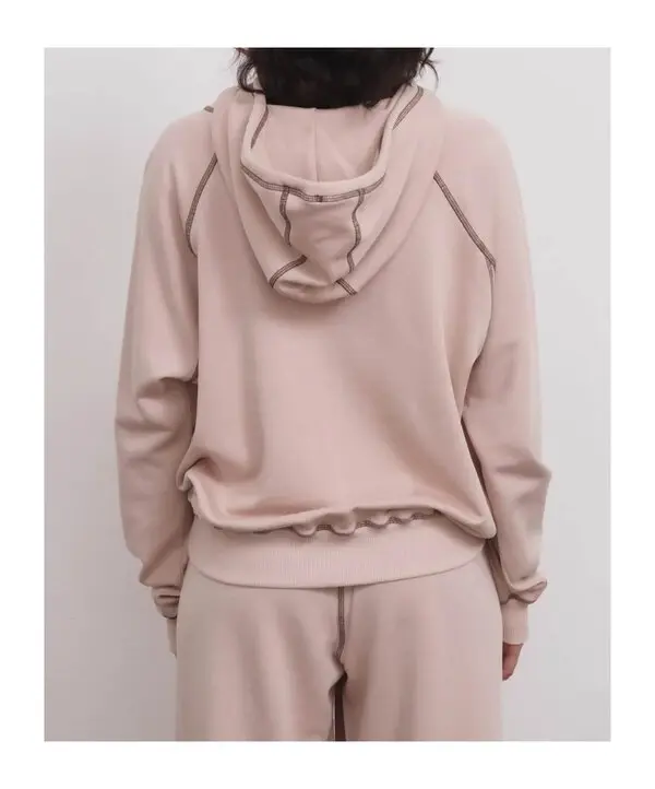 BASERANGE Fold Contrast-stitch Raglan-sleeve Hoodie