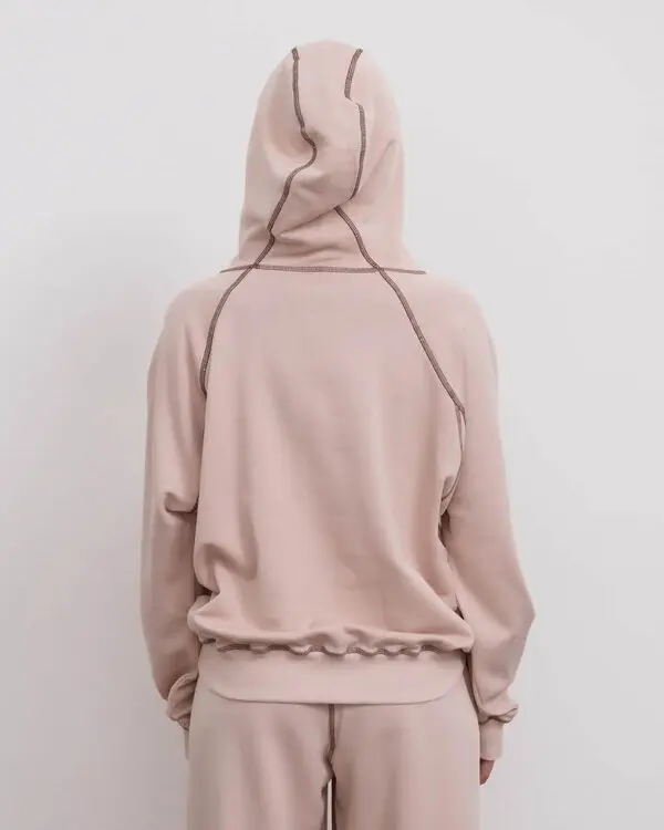 BASERANGE Fold Contrast-stitch Raglan-sleeve Hoodie