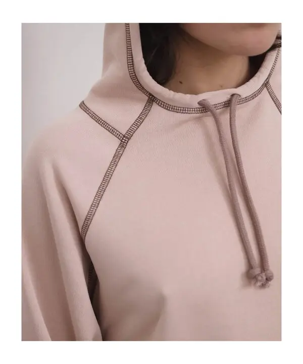 BASERANGE Fold Contrast-stitch Raglan-sleeve Hoodie