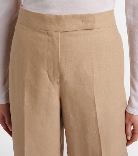 Max Mara Big Pleated Linen Wide-leg Pants