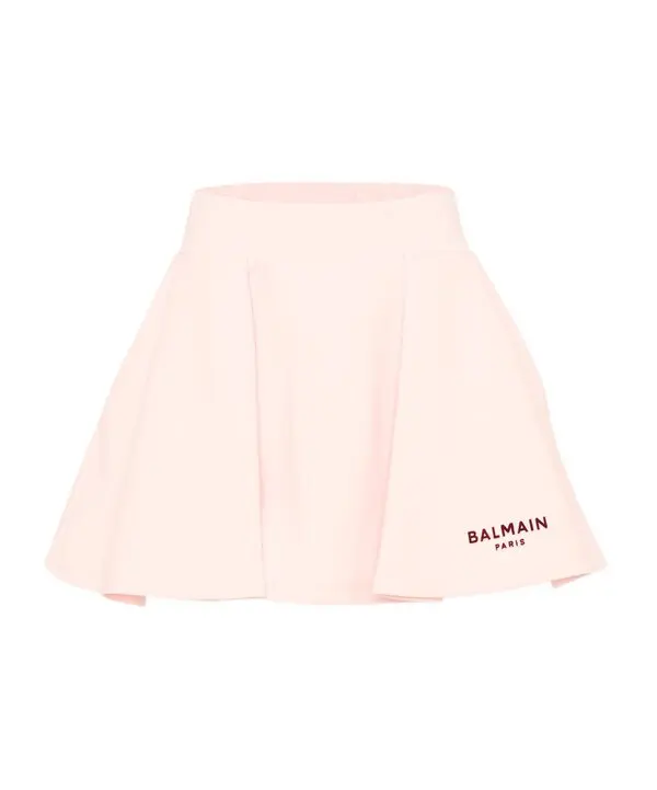Balmain Logo-print Pleated Flared Skirt