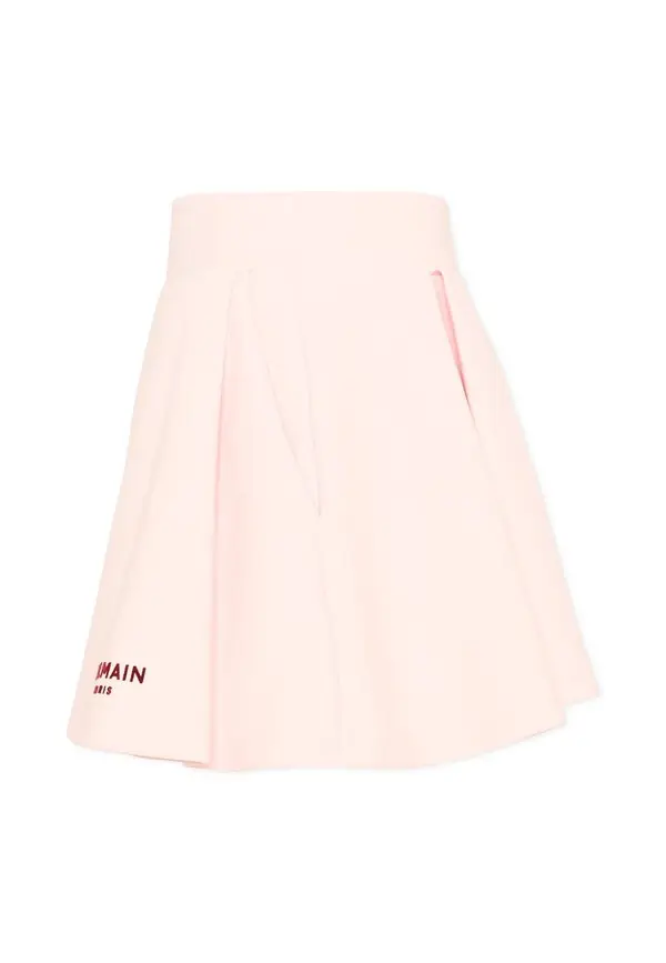 Balmain Logo-print Pleated Flared Skirt