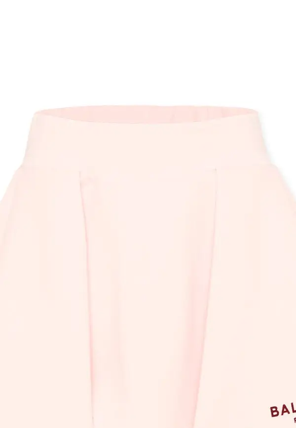 Balmain Logo-print Pleated Flared Skirt