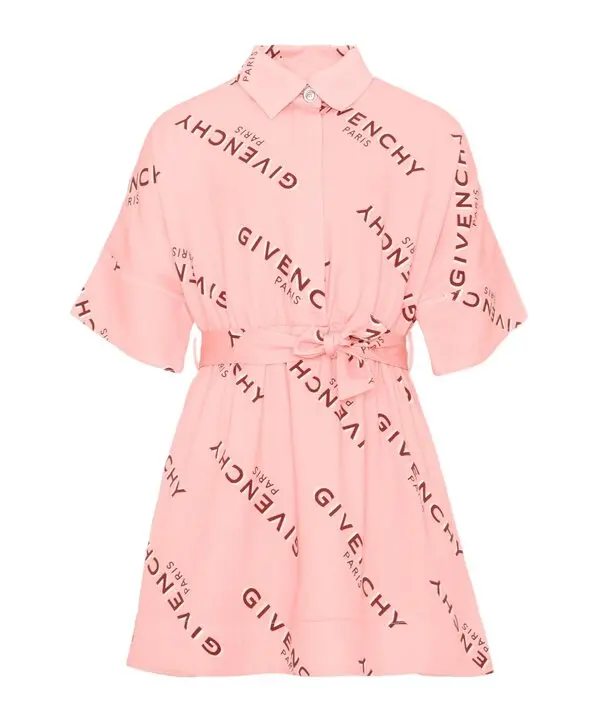 Givenchy Logo Print Belted Shirt Dress