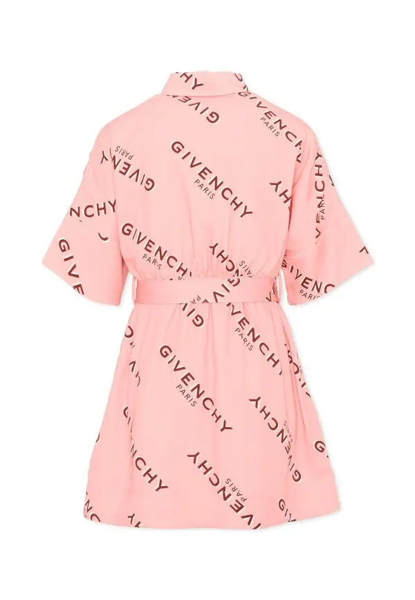 Givenchy Logo Print Belted Shirt Dress