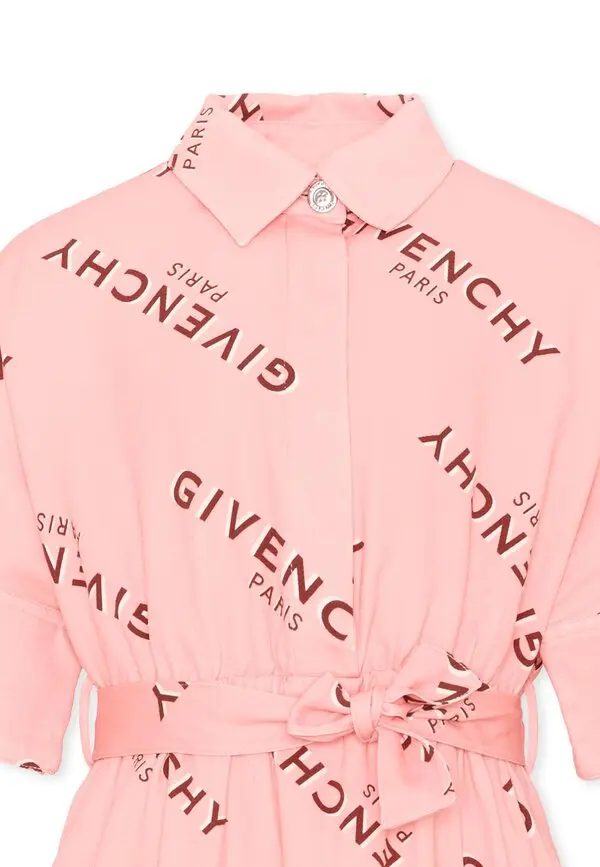 Givenchy Logo Print Belted Shirt Dress