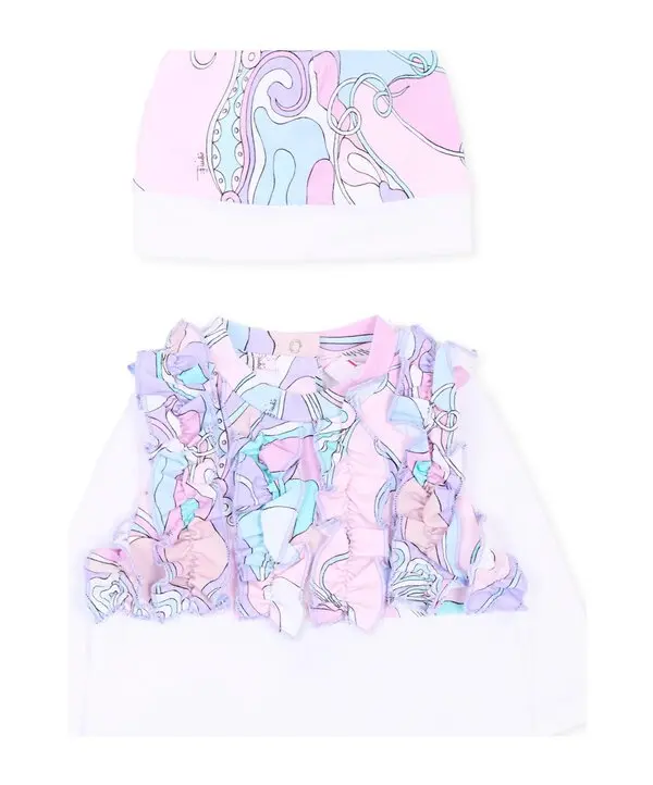 Emilio Pucci Two-piece Set: Ruffled Bodysuit And Hat