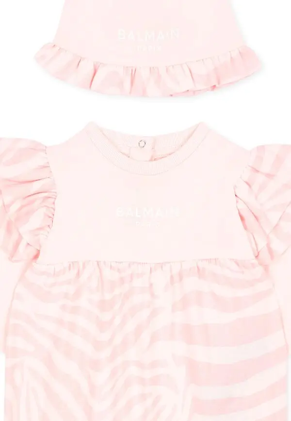 Balmain Zebra-print Ruffled Babywear Set
