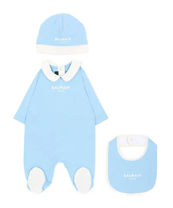 Balmain Logo-print Bib Bodysuit And Beanie Set