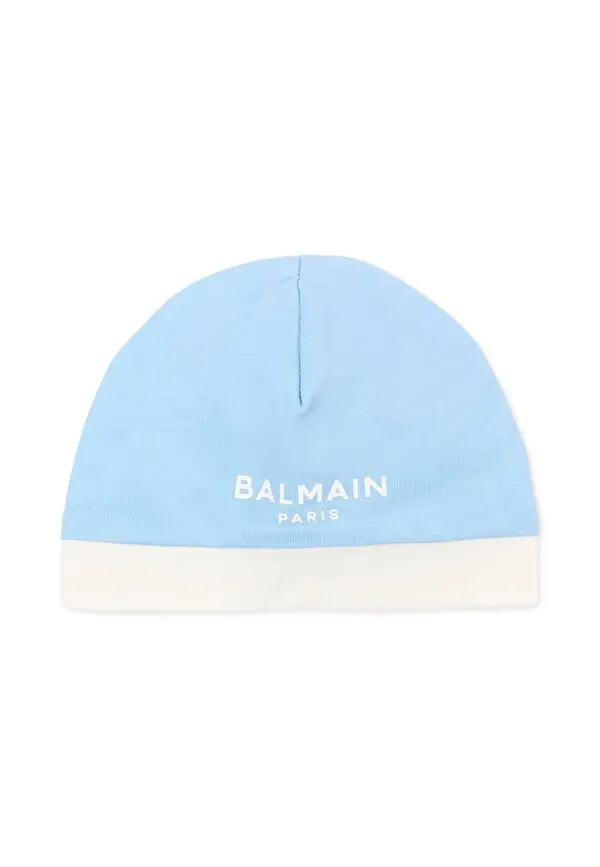 Balmain Logo-print Bib Bodysuit And Beanie Set