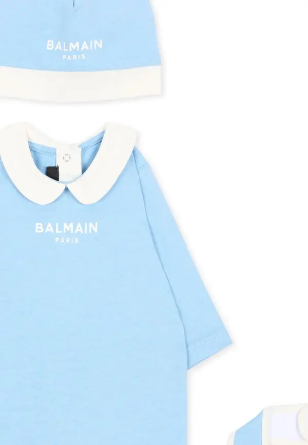 Balmain Logo-print Bib Bodysuit And Beanie Set