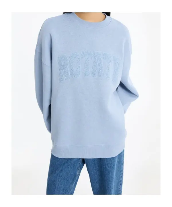 ROTATE BY BIRGER CHRISTENSEN Crewneck Heavy Sweatshirt With Textured Logo