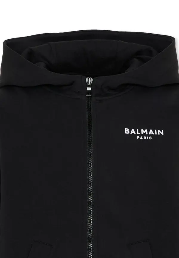 Balmain Logo-print Zip-up Hoodie