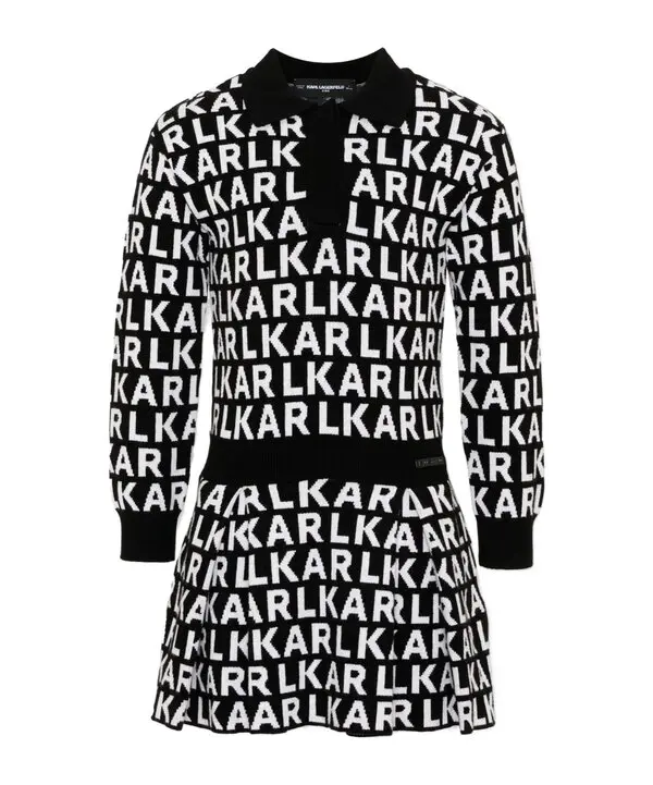 Karl Lagerfeld Logo Intarsia Knitted Polo Dress