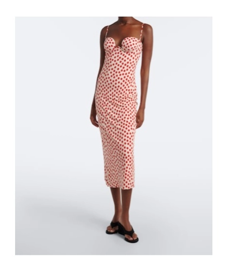 Alaïa Polka-dot Jersey Midi Dress