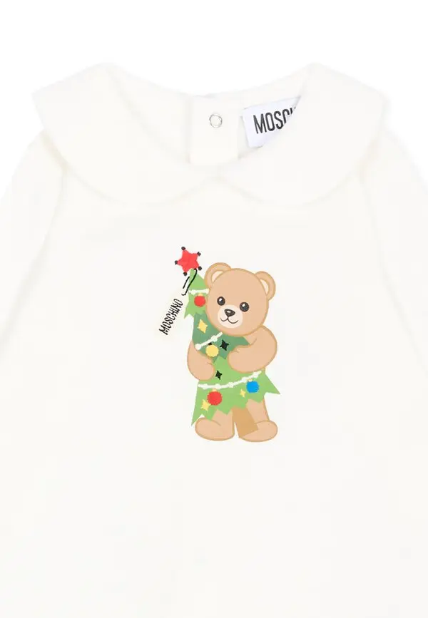 Moschino Teddy Bear Christmas Tree Print Onesie