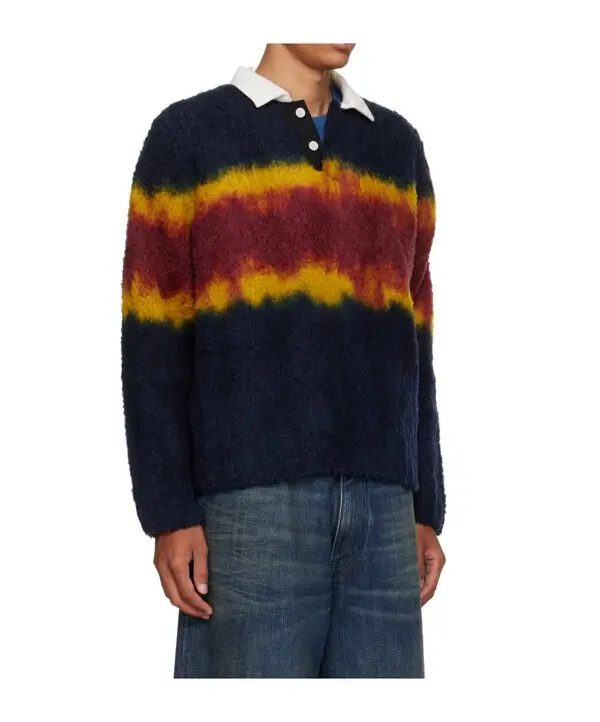 Sacai Patterned Ribbed Knit Long-sleeve Top