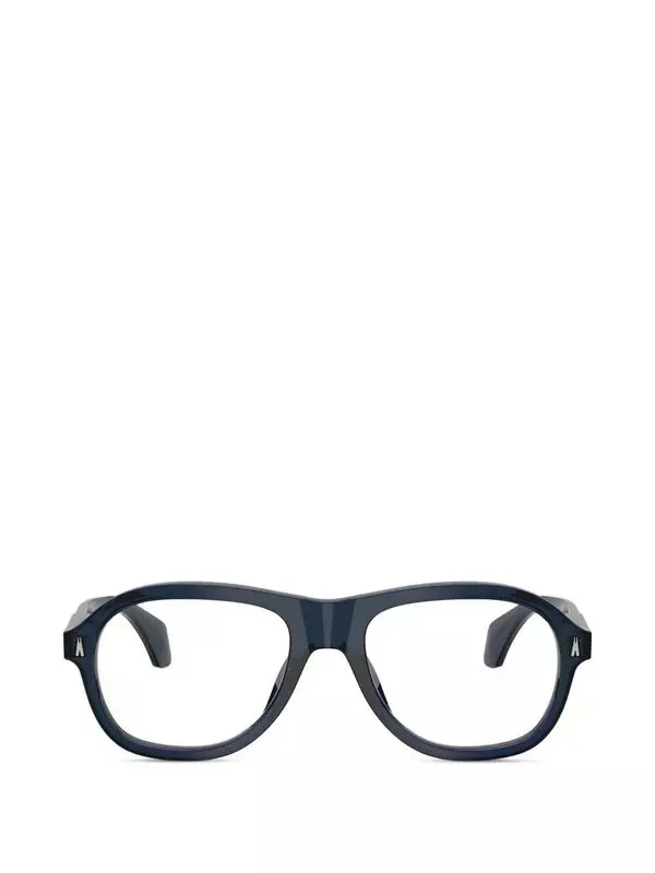 Moncler Shiny Transparent Dark Round-frame Glasses