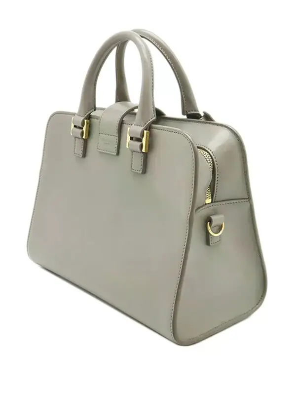Saint Laurent Baby Leather Monogram Cabas Satchel - Grey
