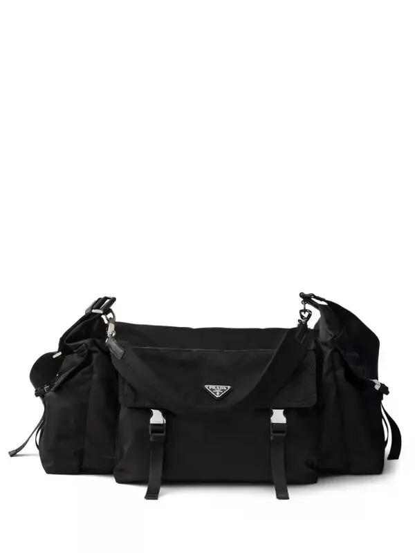 Prada Re-nylon And Leather Duffel Bag - Black