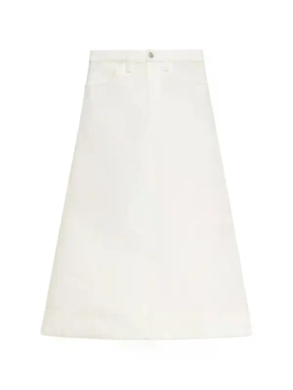 Marni White Denim Flared Midi Skirt