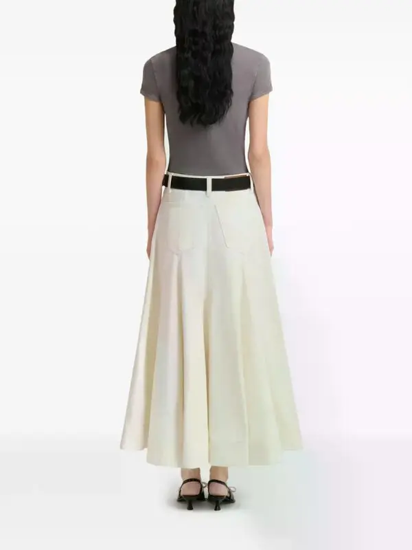 Marni White Denim Flared Midi Skirt
