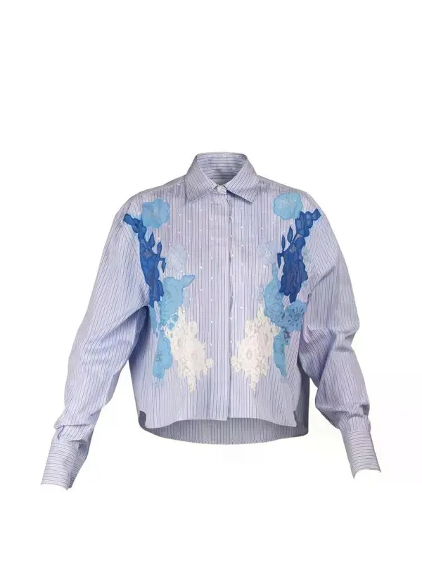 Valentino Garavani Floral-applique Striped Shirt