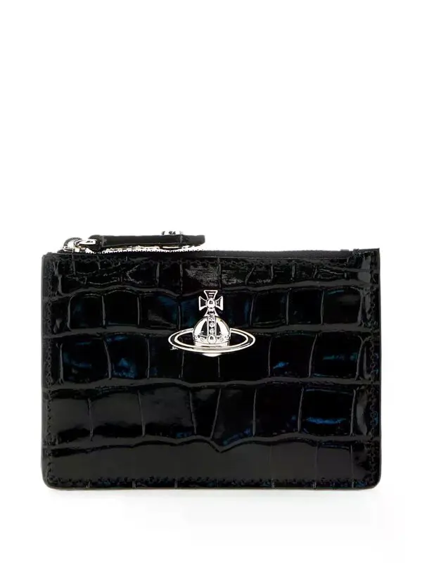 VIVIENNE WESTWOOD Crocodile-effect Orb Card Holder - Black