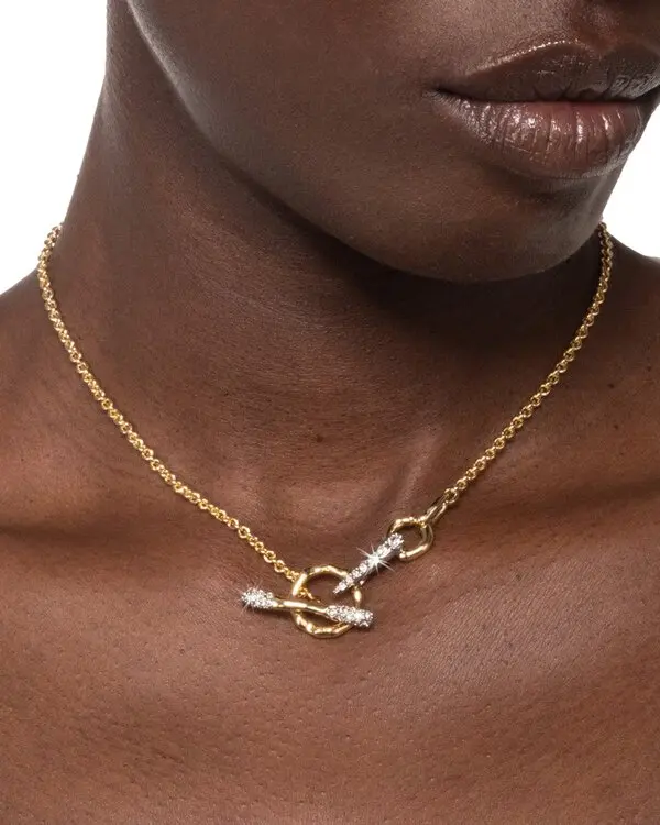 Alexis Bittar Solanales Crystal Pavé Small Toggle Necklace - Gold