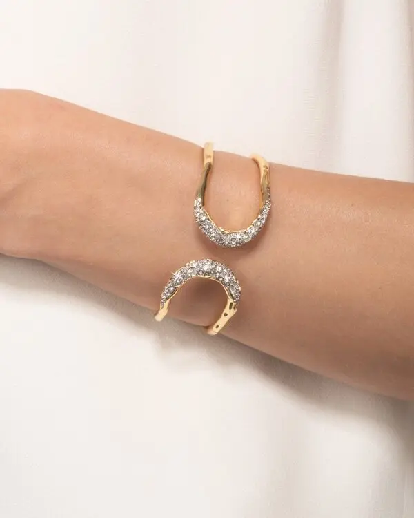 Alexis Bittar Solanales Crystal Orbiting Hinge Cuff Bracelet