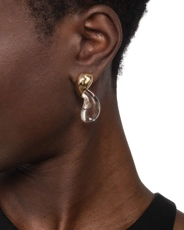 Alexis Bittar Liquid Lucite Modernist Small Post Earrings - Gold