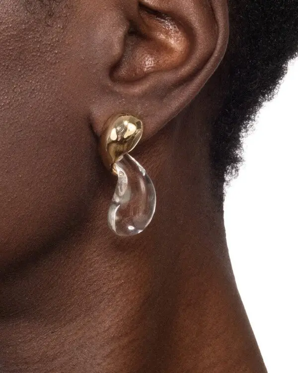 Alexis Bittar Liquid Lucite Modernist Small Post Earrings - Gold