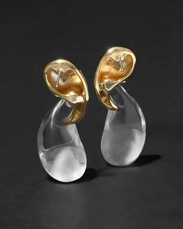 Alexis Bittar Liquid Lucite Modernist Small Post Earrings - Gold