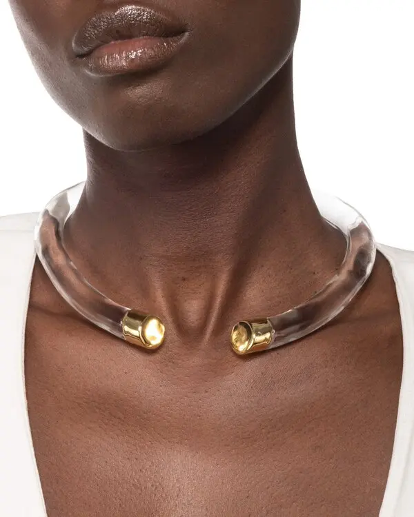 Alexis Bittar Liquid Lucite Capped Hinge Collar Necklace - Gold