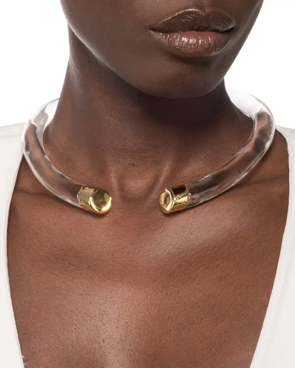 Alexis Bittar Liquid Lucite Capped Hinge Collar Necklace
