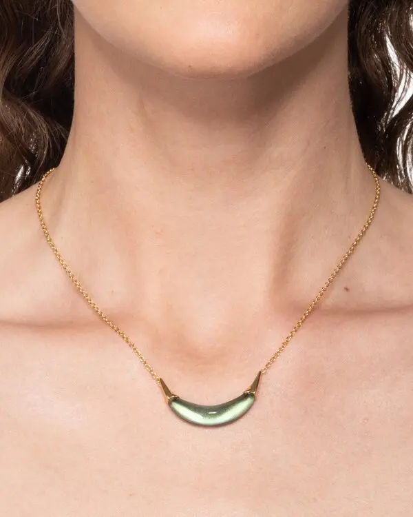 Alexis Bittar Capped Lucite Crescent Necklace - Gold