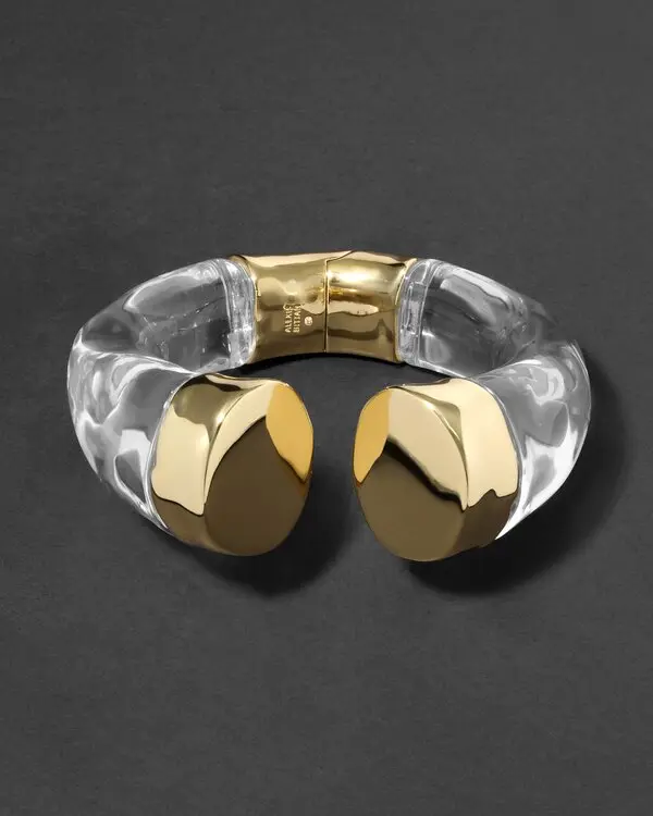 Alexis Bittar Liquid Lucite Large Capped Hinge Bracelet - Gold